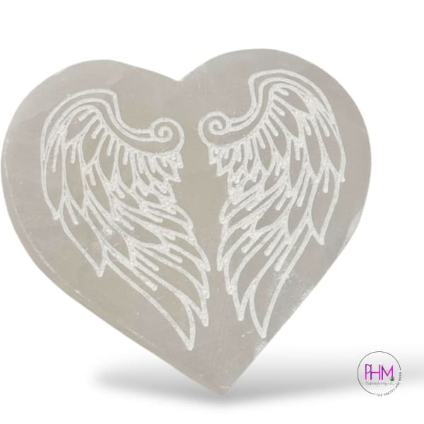 Guardian Angel Engraved Selenite Heart 🔮 The Pretty Hot Mess